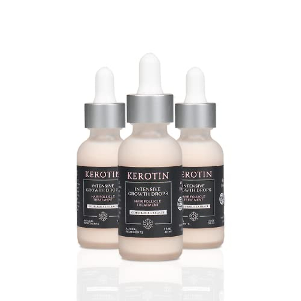Kerotin Hair Growth Serum - Intensive Hair Growth Drops Treatment - Boost Natural and Healthy Hair Growth, Increase Hair Density, Reduce Hair Loss - Promotes Longer and Thicker hair - 3 Months