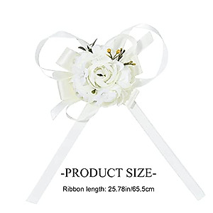 Yean White Rose Wrist Corsage Bride Wedding Hand Flower Handmade Whith Ribbon Corsage Wristlet Wedding Party Prom Decorations Accessories for Women and Girls