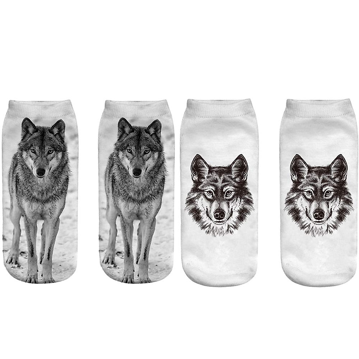 Angelteers 3D Wolf Ankle Socks Funny Animal Graphic Summer Short Socks for Boys (3D Wolf), Shoe Size: 3-7