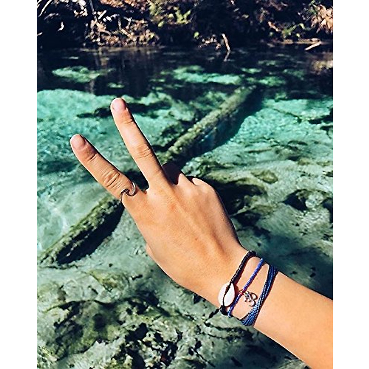 Pura Vida Original Royal Blue Bracelet - 100% Waterproof, Adjustable Band - Plated Brand Charm