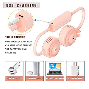 Personal Fans for Your Neck , Personal Fans Around Neck For Women , Hands Free Portable Neck Fan Rechargeable Wearable Bladeless Neck Cooling Fan Personal Cooling Device for Outdoor Travel Sports(Pink)