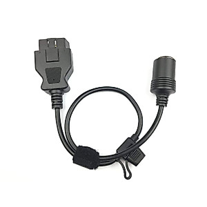 OBD2 to Cigarette Lighter Female Connecter Vechile Car Constant Power Cable 16AWG Safely with 15A Fuse