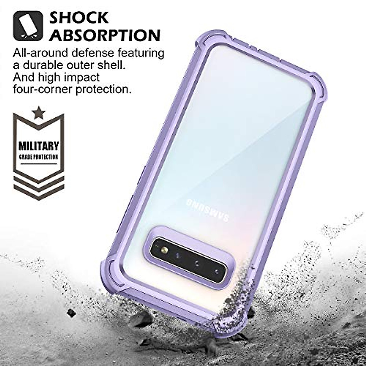 Dexnor Galaxy S10 Plus Case with Screen Protector Clear Rugged Full Body Protective Shockproof Hard Back Defender Dual Layer Heavy Duty Bumper Cover Case for Samsung Galaxy S10 Plus