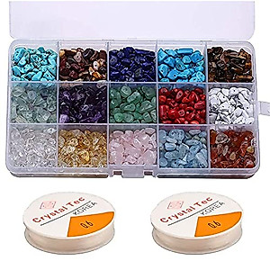 Topwon Gemstone Beads for Jewelry Making Kit 750 Pcs Natural Crystal Irregular Chips Stone Beads DIY Necklace Bracelet Making Gift Set