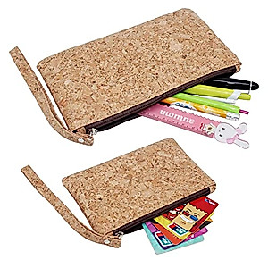 boshiho Natural Cork Clutch Wristlet Wallet Cell Phone Card Holder Coin Purse Bag (2 Size)