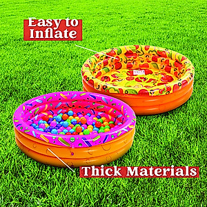 JOYIN 3Pack Inflatable Kiddie Pool, 47" Watermelon Donuts Pizza 3 Ring Seasonal Merriment Swimming Pool for Kids, Water Pool Baby Pool for Seasonal Merriment for Ages 3+