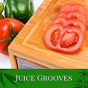 vchin Cutting Board with Containers, Lids, Graters, Large Bamboo Chopping Board with Juice Groove, Kitchen Meal Prep Station - Sturdy, Organized, Easy to Use and Clean