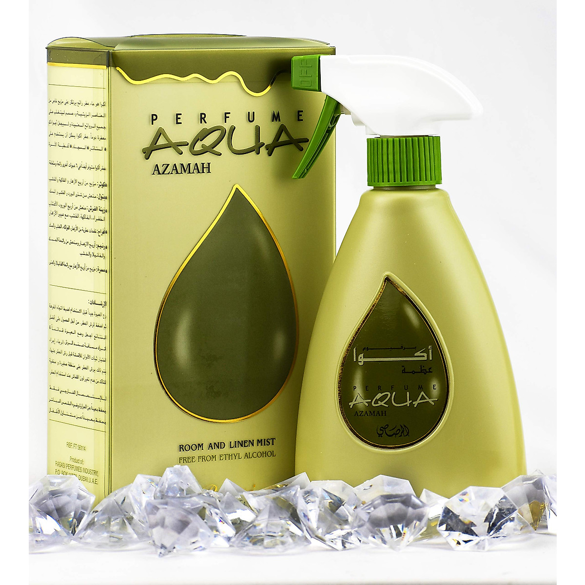 Aqua Air Fresheners - 375ml(12.7 oz) | Aromatic Essential Oil Spray | Fresh Blend of Lemon, Black Currant, Woody, Musk | Long Lasting Room Fragrance | by RASASI (Azamah)