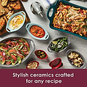 Rachael Ray Solid Glaze Ceramics EVOO Olive Oil Bottle Dispenser with Spout - 24 Ounce , Red,Burgundy