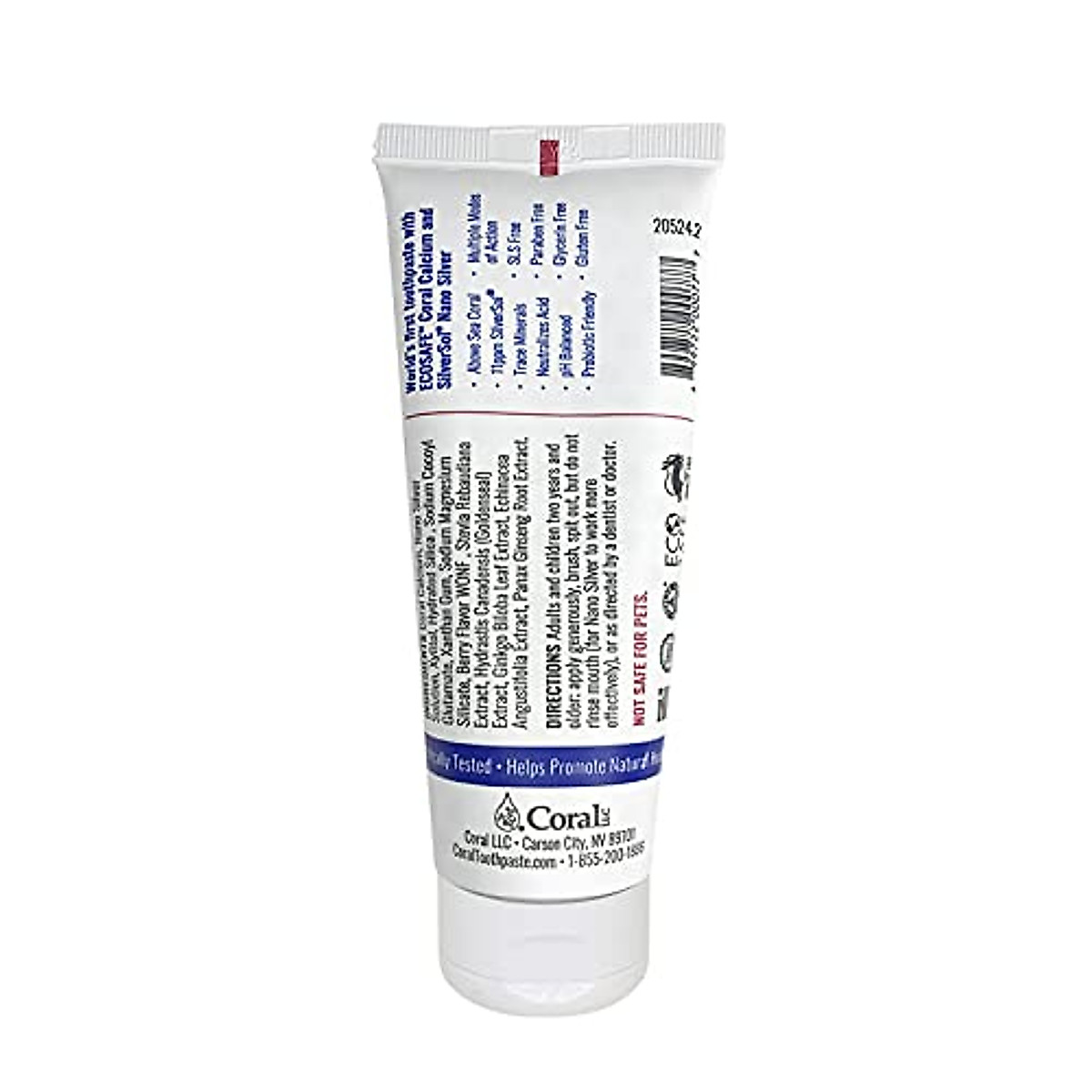 Coral Nano Silver Bubble Berry Fluoride Free Toothpaste, Natural Fluoride Free Teeth Whitening Toothpaste, Coral Calcium Nano Silver Infused SLS Glycerin Free 4 Ounce