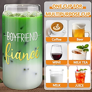 Engagement Gifts For Couples - Fiance Fiancee Wedding Gifts For Him And Her - Bridal Shower Gifts For Her - His And Hers Glass Cup For Mr And Mrs Bride And Groom To Be