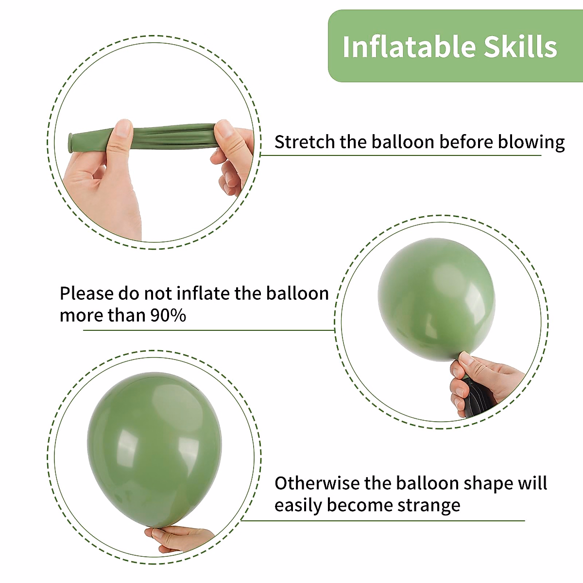 RUBFAC 65Pcs 12 Inches Sage Green Gold Confetti Balloons Kit, Green White Metallic Gold Party Balloons with Ribbons for Birthday, Wedding, Baby Shower, Graduation, Eucalyptus Party Decorations