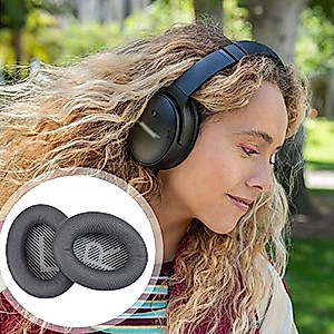 QC45 Replacement Ear Pads Quite-Comfort Protein Leather Earpads Covers Noise Canceling Ear Pads Cushions Earmuff Repair Part for Bose QC45 Headphone (Dark Grey/Grey)