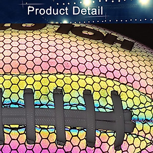 KPASON Football, Holographic Football Official Size 9 Reflective Glowing Footballs for Kids, Teens and Adults, Composite Leather Football