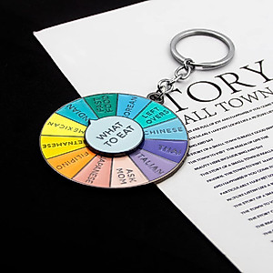 What To Eat Wheel Spinning Keychain - Cute Mood Key Chains - Aesthetic Charm Gift for Women Men