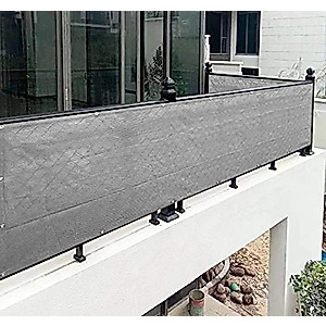 ALBN Balcony Privacy Screen Fence Mesh Anti-UV with Metal Holes HDPE Tear Resistance for Balcony Garden Privacy Protection, Height 80cm/90cm/100cm (Color : Gray, Size : 90x250cm)