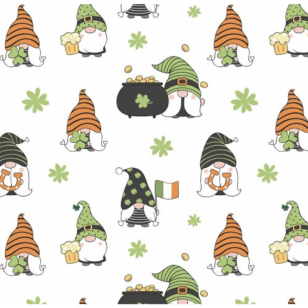 Stesha Party St Patricks Day Gnomes Wrapping Paper - Folded Flat 30 x 20 Inch (3 Sheets)