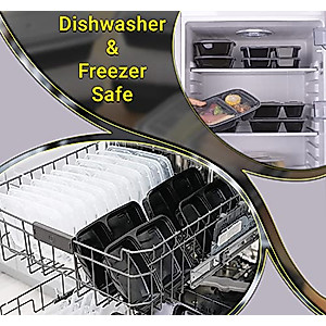 Neez 28 Oz Pack of 10-2 Compartment Meal Prep Containers with Lids - Food Storage Bento Box BPA Free - Reusable, Disposable, Microwavable & Stackable - Plastic