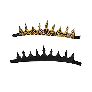 Liatunou Regal King's Crown,Adjustable Royal Crown Prince Tiara,Medieval King Costume Accessories Halloween Cosplay for Adult (Gold)