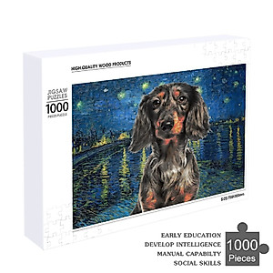 QISPIOD Dachshunds Dog Jigsaw Puzzles 1000 Pieces for Adults - Wooden Picture Puzzle - Puzzles for Youth Children Home Decor Funny Game Best Gift Preschool Toys, 29.5 x 19.6 inches(1000 pieces)