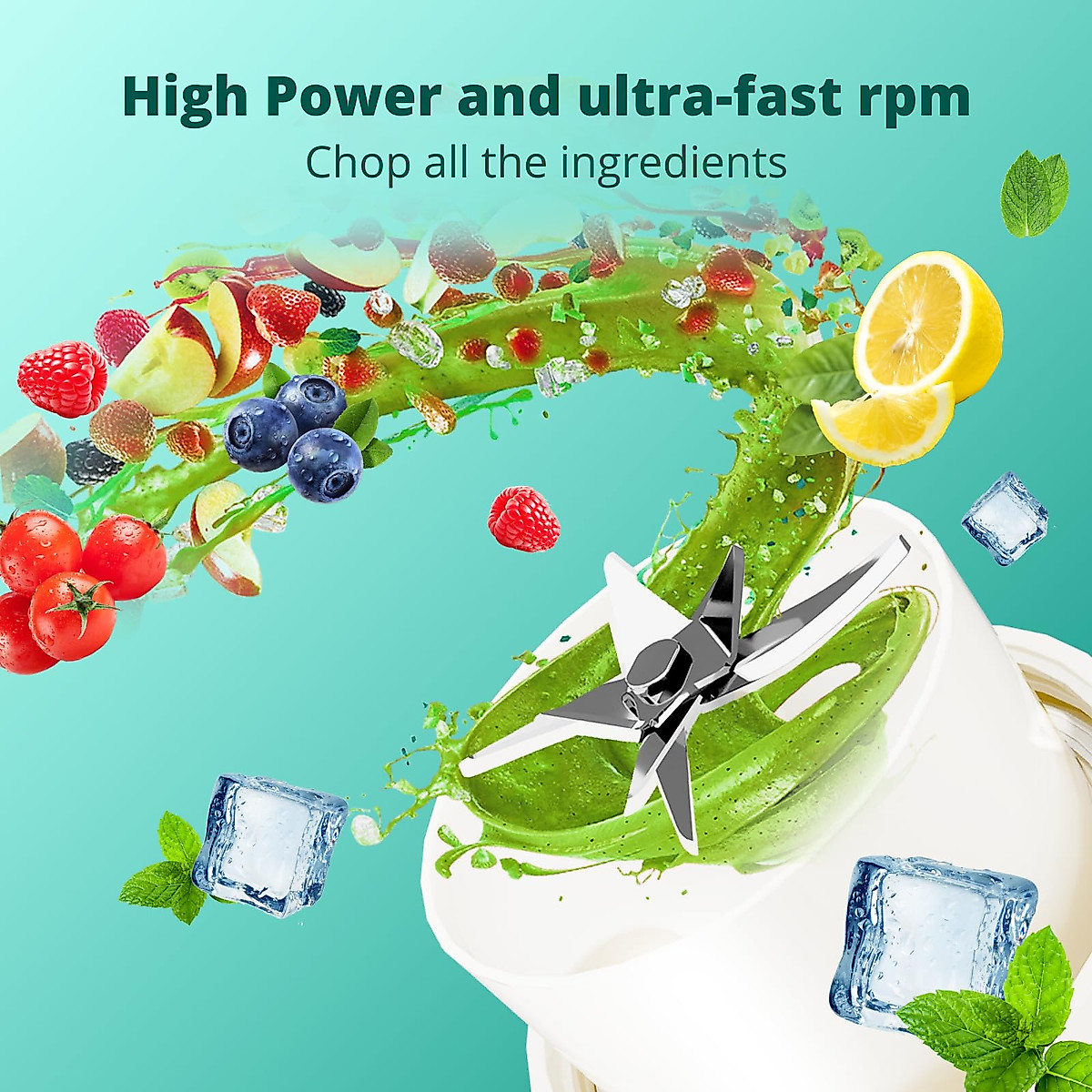 JOSOBO Portable Blender for Shakes and Smoothies, USB Rechargeable Personal Mini Travel Blender with Straw, Wireless Operation, Small Blender for Smoothies, Sauces, Juices, Protein Powder, Puree