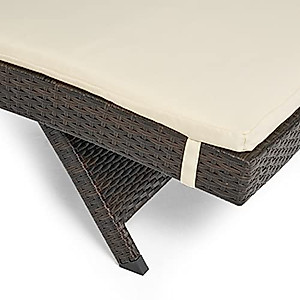 Christopher Knight Home Salem Outdoor Wicker Adjustable Chaise Lounges with Arms, with Cushions, 2-Pcs Set, Multibrown / Ivory