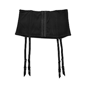 TVRtyle Black Women's Waist Training Fishbones Lace Metal Clips Sexy Garter Belts for Stockings S516B (Black, Medium)