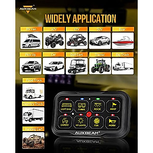 Auxbeam RGB Bluetooth 8 Gang Switch Panel AR-820 Toggle Momentary Pulsed Switch Pod for Truck UTV Offroad Boat with Switch Panel Sticker