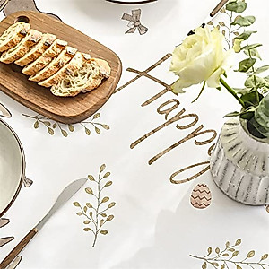 Horaldaily Easter Tablecloth 70x70 Inch Round, Spring Carrots Bunny Table Cover for Party Picnic Dinner Decor