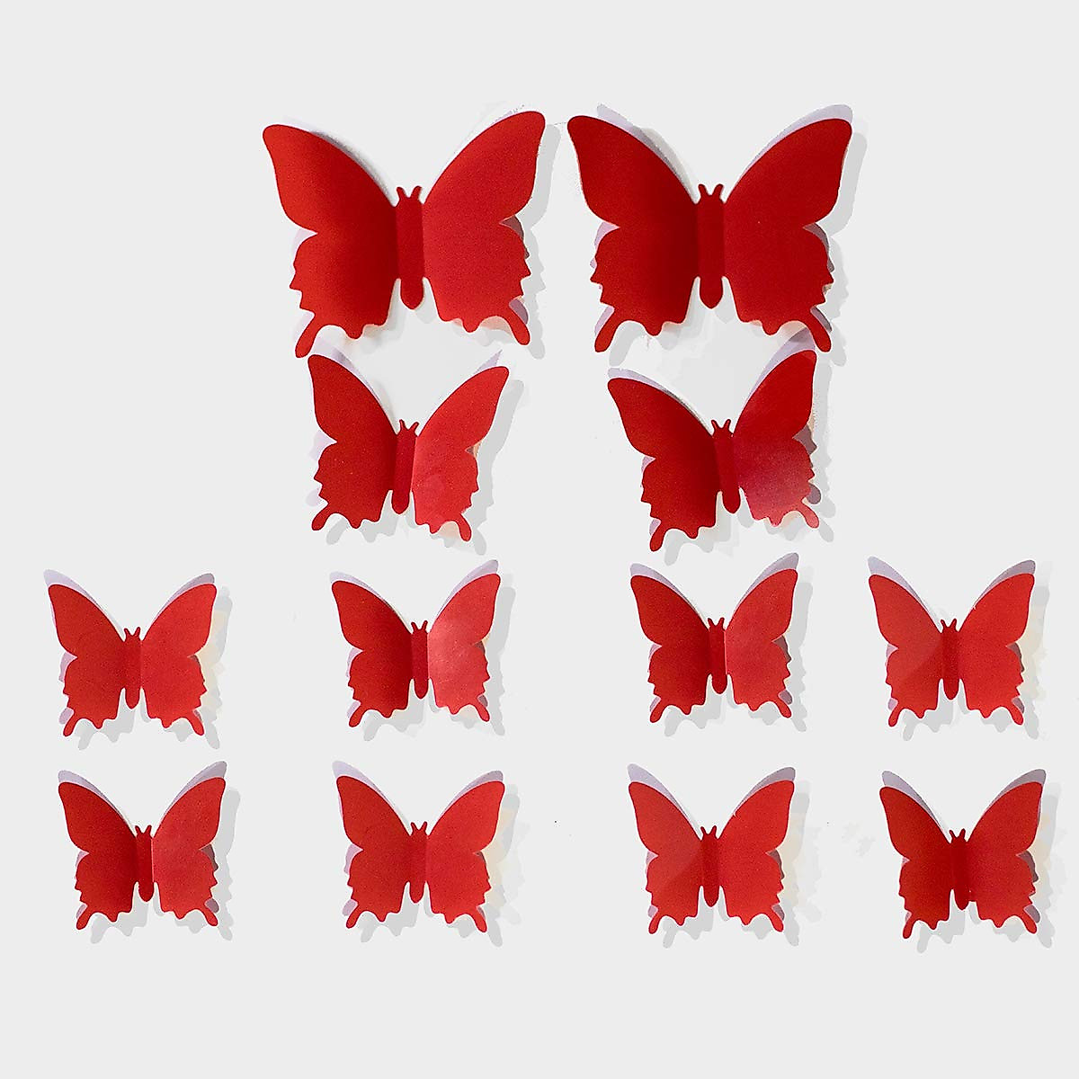 24Pcs 3D Butterfly Removable Mural Stickers Wall Stickers Decal for Kids Girls Baby Women Bedroom Bathroom Living Room Decor(red)