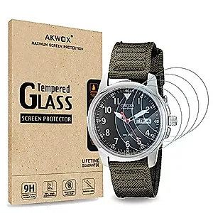 (Pack of 4) Tempered Glass Screen Protector for Citizen BM8180-03E, Akwox [0.3mm 2.5D High Definition 9H] Premium Clear Screen Protector for Citizen BM8180-03E