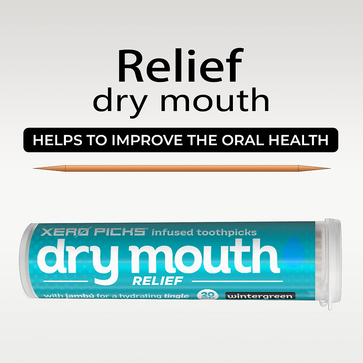 Xero Picks Dry Mouth - Infused Flavored Toothpicks for Long Lasting Fresh Breath & Dry Mouth Prevention (1 Pack - Wintergreen)
