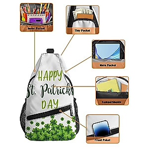 Sling Backpack, St.Patrick's Day Shamrocks Green Waterproof Lightweight Small Sling Bag, Travel Chest Bag Crossbody Shoulder Bag Hiking Daypack for Women Men