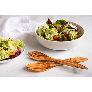Tramanto Olive Wooden Salad Servers Set, 12 inch Tuscan Design