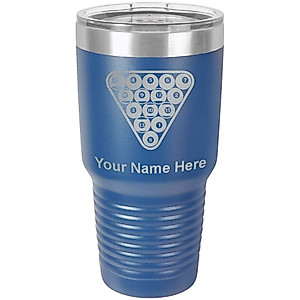 LaserGram 30oz Vacuum Insulated Tumbler Mug, Billiard Balls, Personalized Engraving Included (Dark Blue)