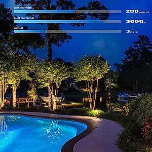 GOODSMANN 8PK Low Voltage Landscape Lighting Kits 8PK Floodlight & Spotlight 3W LED 200 Lumen Replaceable Bulbs 3000K Warm White 12V AC Tree Lights Garden Up Light Hardwired Lighting Cable Connectors