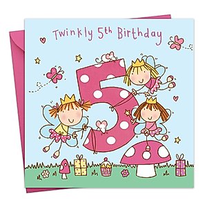 TWIZLER Happy 5th Birthday Card, 6.1 x 6.1 in, Envelope Included
