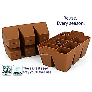 Sili-Seedlings Seed Starting Tray | 100% Silicone | Zero Plastic | Flexible Pop-Out Cells | Reusable Seed Starter Tray | Dishwasher Safe | BPA-Free | 2-Pack (12 XL Cells Total)