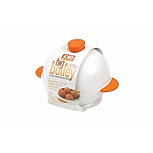 MSC International 4 Boiler Joie Big Boiley Microwave Egg Cooker, A, White with Orange Handles