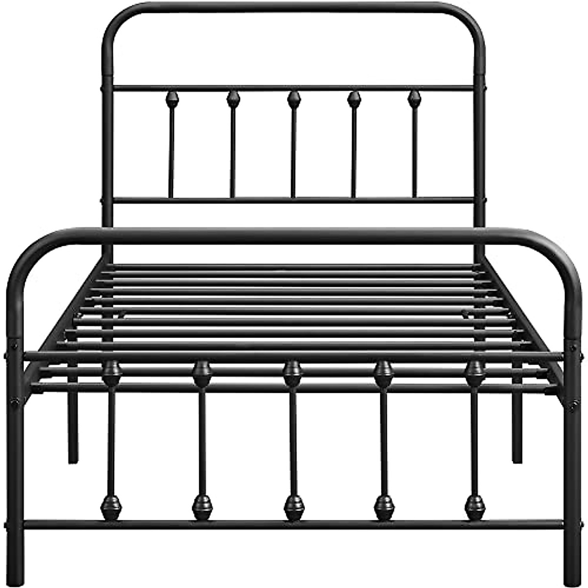 Topeakmart Twin XL Size Victorian Style Metal Bed Frame with Headboard/Mattress Foundation/No Box Spring Needed/Under Bed Storage/Strong Slat Support Black