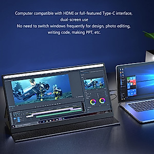 DFZ Portable Monitor, 17.3 Inch 1920x1280 HDR Monitor IPS Display, External USB C Monitor Screen for Laptop, PC, PS4, Xbox, Mobiles