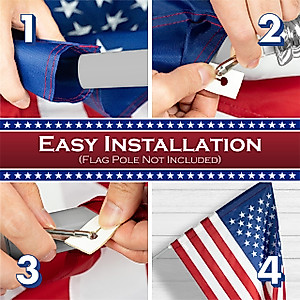 G128 American USA Flag | 2.5x4 Ft | ToughWeave Series Pole Sleeve Embroidered 210D Polyester | Country Flag, Embroidered Stars, Sewn Stripes, Indoor/Outdoor, NO Flagpole Included