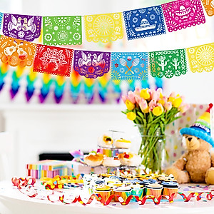 FUTUREPLUSX 18 Feet Fiesta Banner, Mexican Party Banner Fiesta Garland PVC Cinco de Mayo Decor Papel Picado Decorations for Dia De Los Muertos Mexican Party Supplies