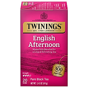 Twinings Tea, English Afternoon Tea - Uplifting Caffeinated Black Tea Bags Individually Wrapped, 20 Count