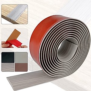 DAILISEN Self Adhesive Vinyl Flat Floor Transition Trim Strip,Wood Floor Gap Cover Strips,for Laminate,Wood to Vinyl,Door,Floor Gap Cover and Joining.Wood Grain,78.7in L x 1.57in W, Grey