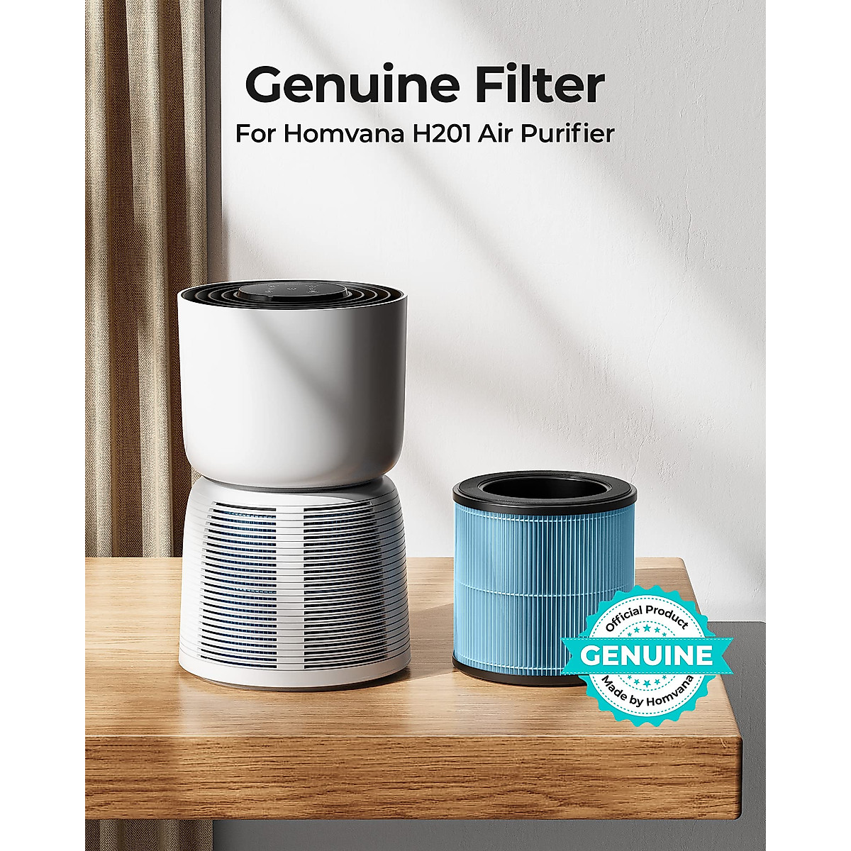 Homvana H201 Air Purifier Replacement Filter, 3-in-1 True HEPA, High-Efficiency Activated Carbon 1 Pack