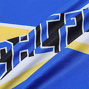 LMYOVE Cheerleader Costume for Girls, Cheerleading Outfit for Kids with Pom Pom, Child Halloween Costume Dress Uniform, Blue & Yellow, 6-7T