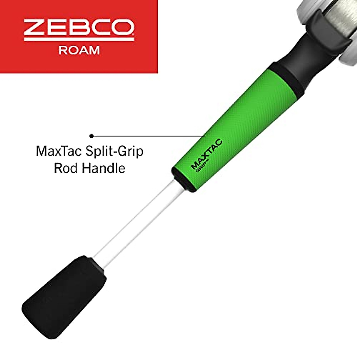 Zebco Roam Baitcast Reel and Fishing Rod Combo, 6-Foot 6-Inch 2-Piece Fiberglass Fishing Pole with Split-Grip MaxTac Rod Handle, Lightweight Graphite Frame, Right-Hand Retrieve, Green