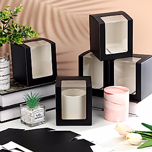 Yungyan 50 Pack Mug Boxes Transparent Gift Packaging Box for Blanks Sublimation Coffee Mugs 11oz 12oz 15oz Ceramic Blank Coffee Mugs Gift Wrapping(Black)