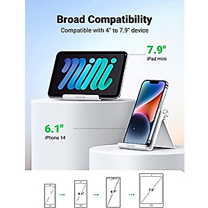 UGREEN 2 Pack Cell Phone Stand Desk Accessories Adjustable Foldable iPhone Stand Holder Desktop Compatible with iPhone 14 Pro Max 14 Plus 13 12 Pro 11 SE Galaxy S23 Ultra Black White